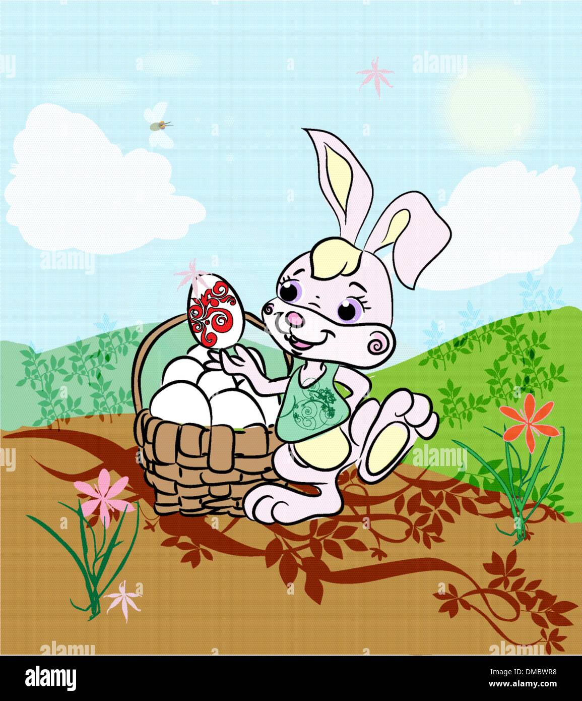 Colorful easter eggs rabbit Stock Vector Images - Alamy