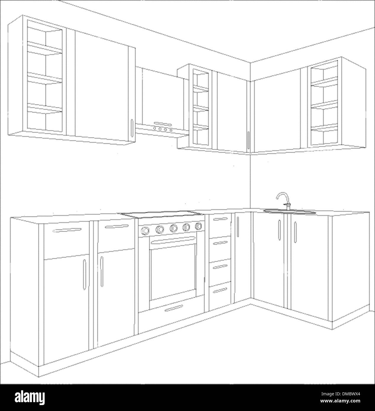 Kitchen detail drawing Stock Vector Images - Alamy