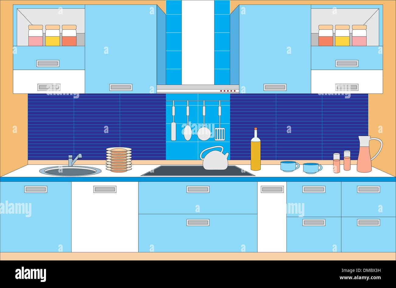 Luxury loft style kitchen Stock Vector Images - Alamy