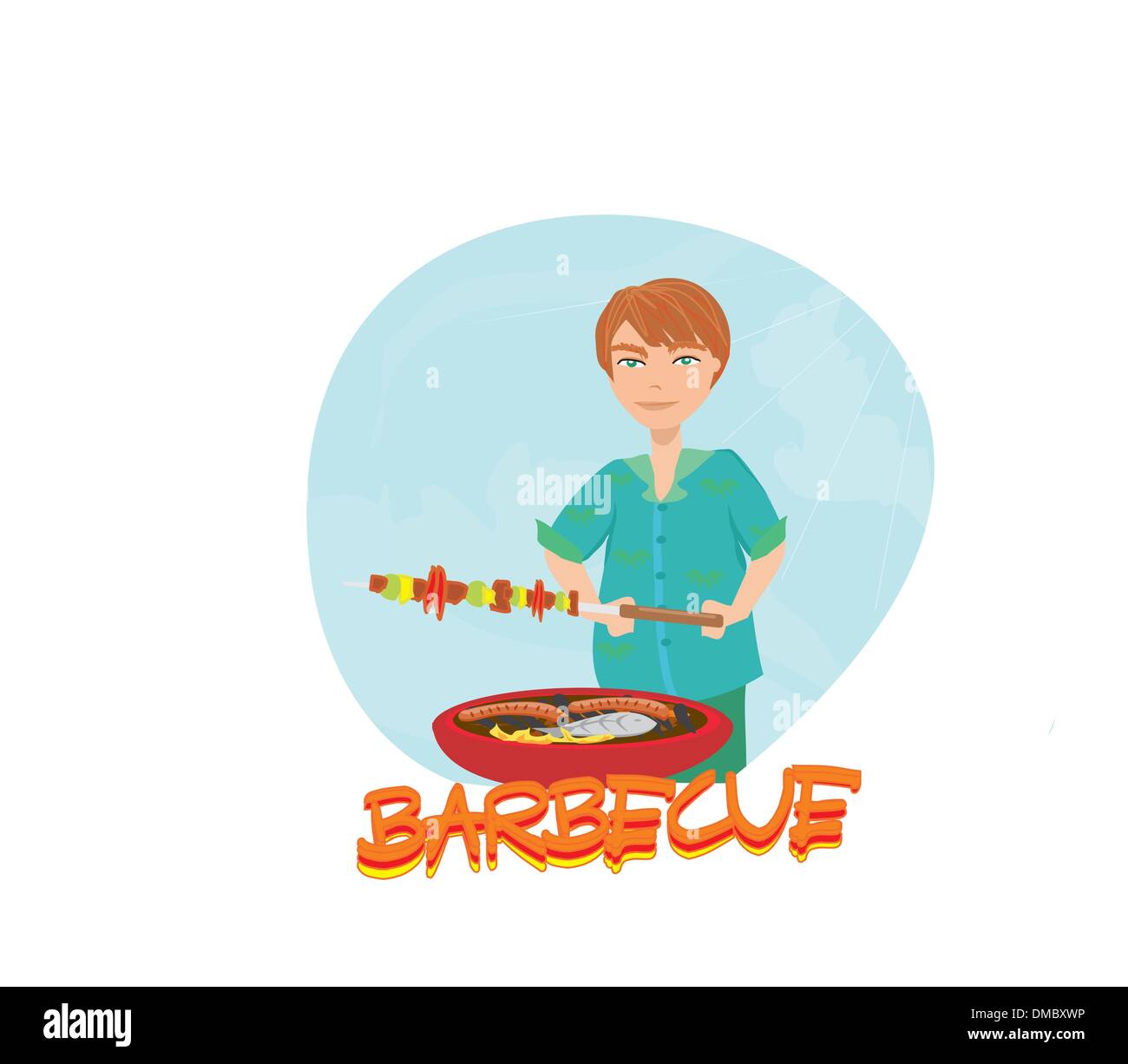 Man cooking food on a bbq Stock Vector Images - Alamy