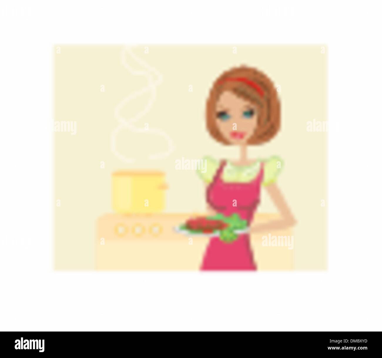 Female chef cooking meat Stock Vector Images - Alamy