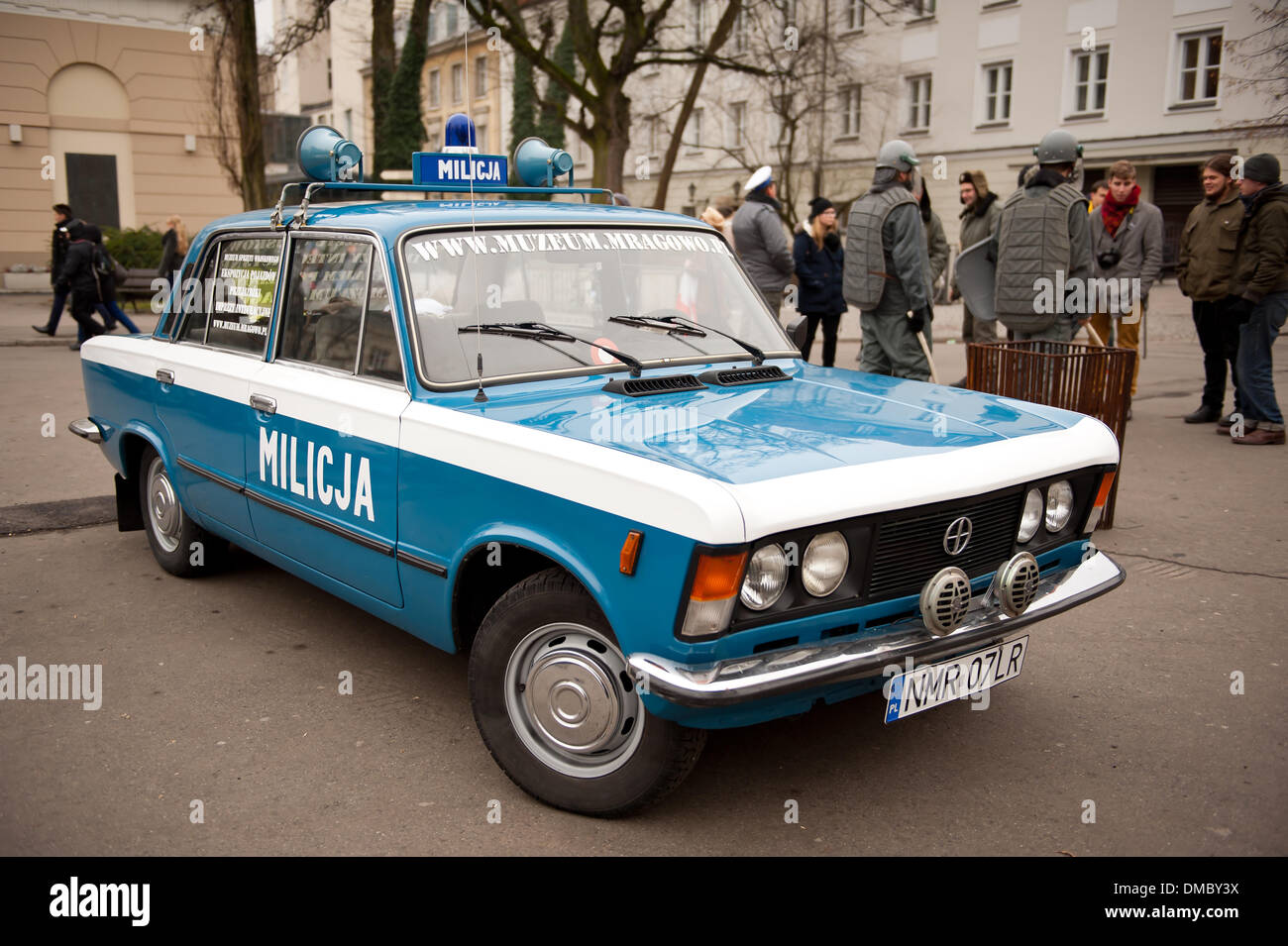 Vintage blue Militia car view Stock Photo - Alamy