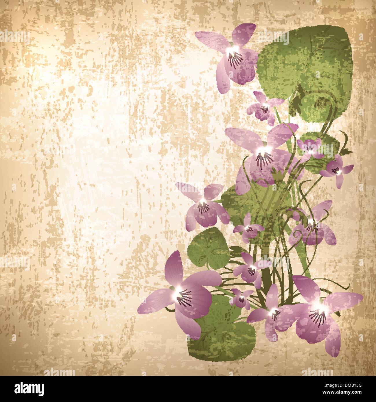 Vintage background with wild violet flowers Stock Vector Image & Art ...