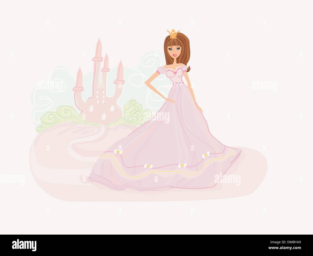 Beautiful young princess in front of her castle Stock Vector Image ...