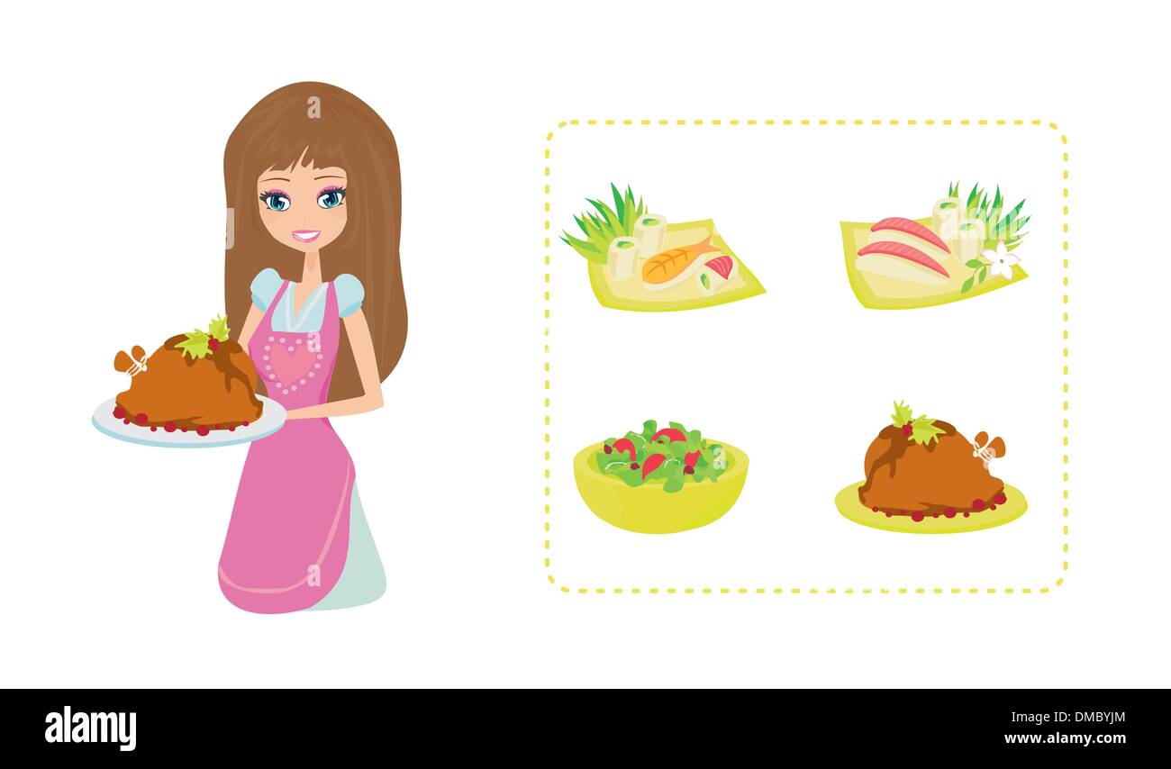 Beautiful lady cooking Stock Vector Image & Art - Alamy