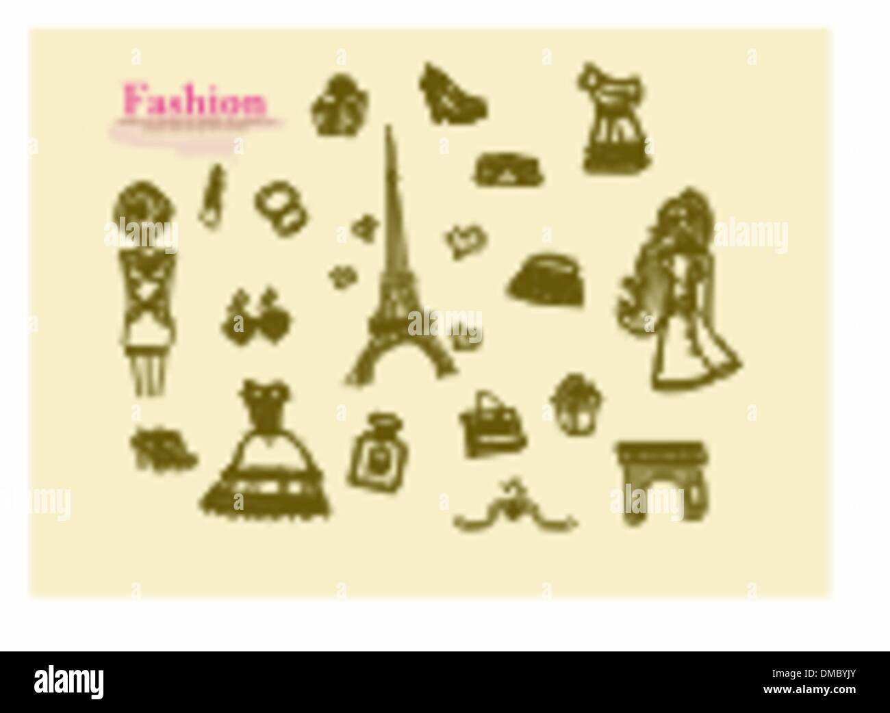 French vintage fashion sketch Cut Out Stock Images & Pictures - Alamy