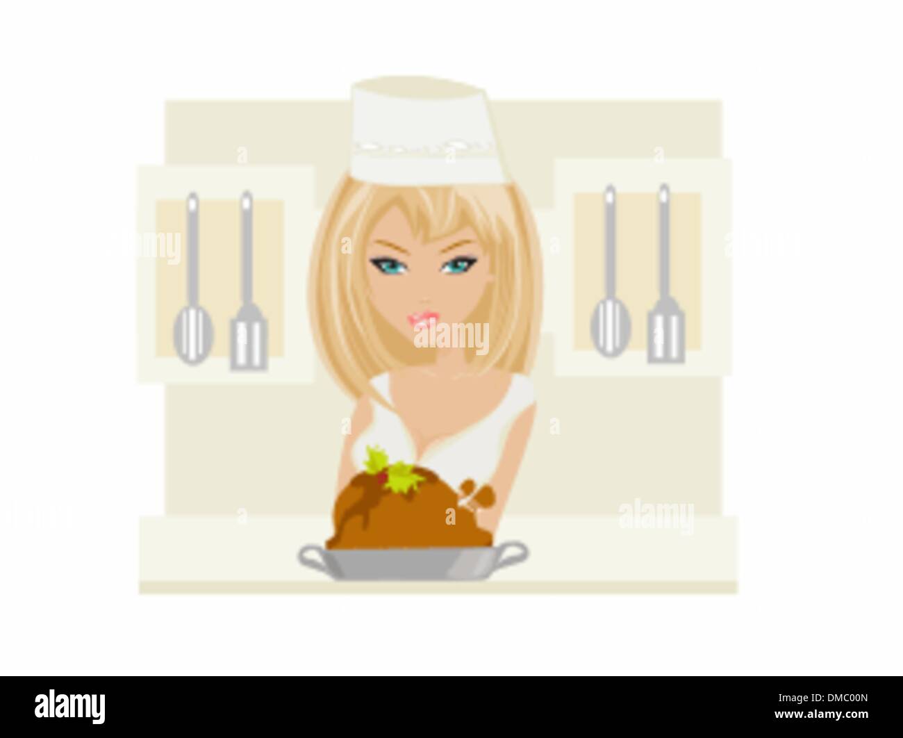 Two women cook kitchen Stock Vector Images - Alamy
