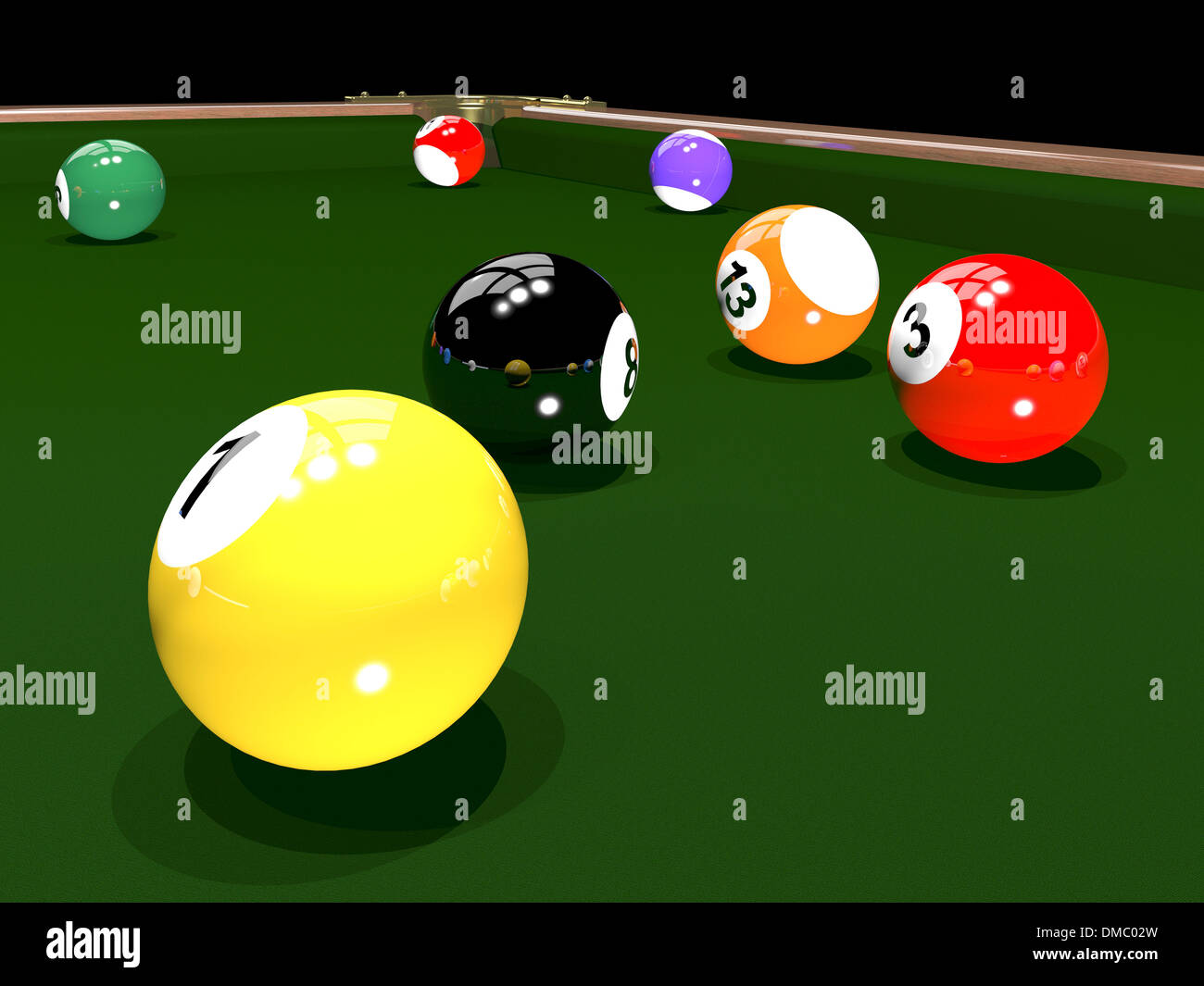 3d render. Colored balls for billiards. Pool Stock Photo - Alamy