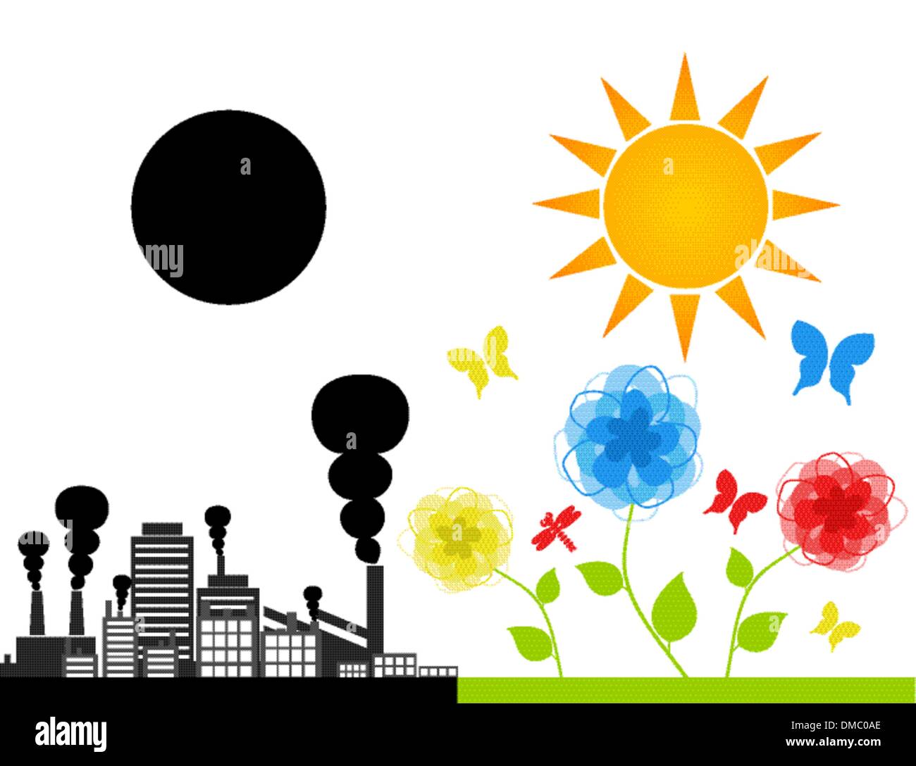 Factory and the nature Stock Vector Image & Art - Alamy