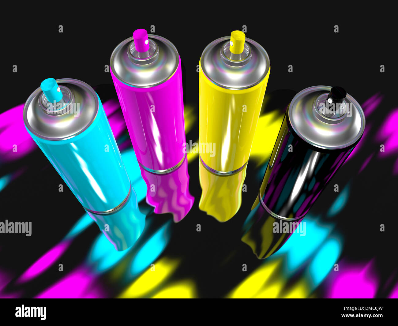 3d rendering, spray paint cmyk Stock Photo - Alamy