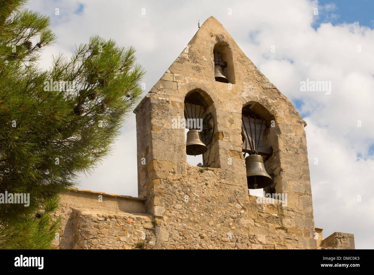 ROMANESQUE BELL TOWER OF THE SAINT DIDIER CHURCH, HILLTOP VILLAGE OF ...