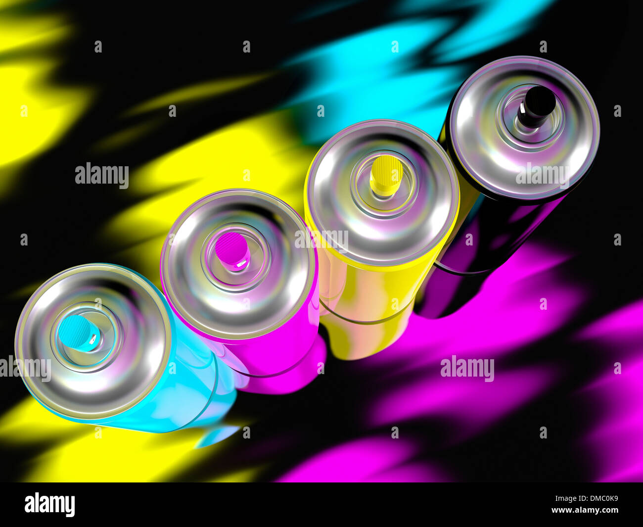 3d rendering, spray paint cmyk Stock Photo - Alamy