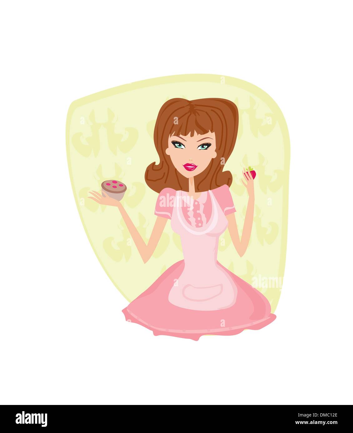 Beautiful lady cooking cakes Stock Vector Image & Art - Alamy