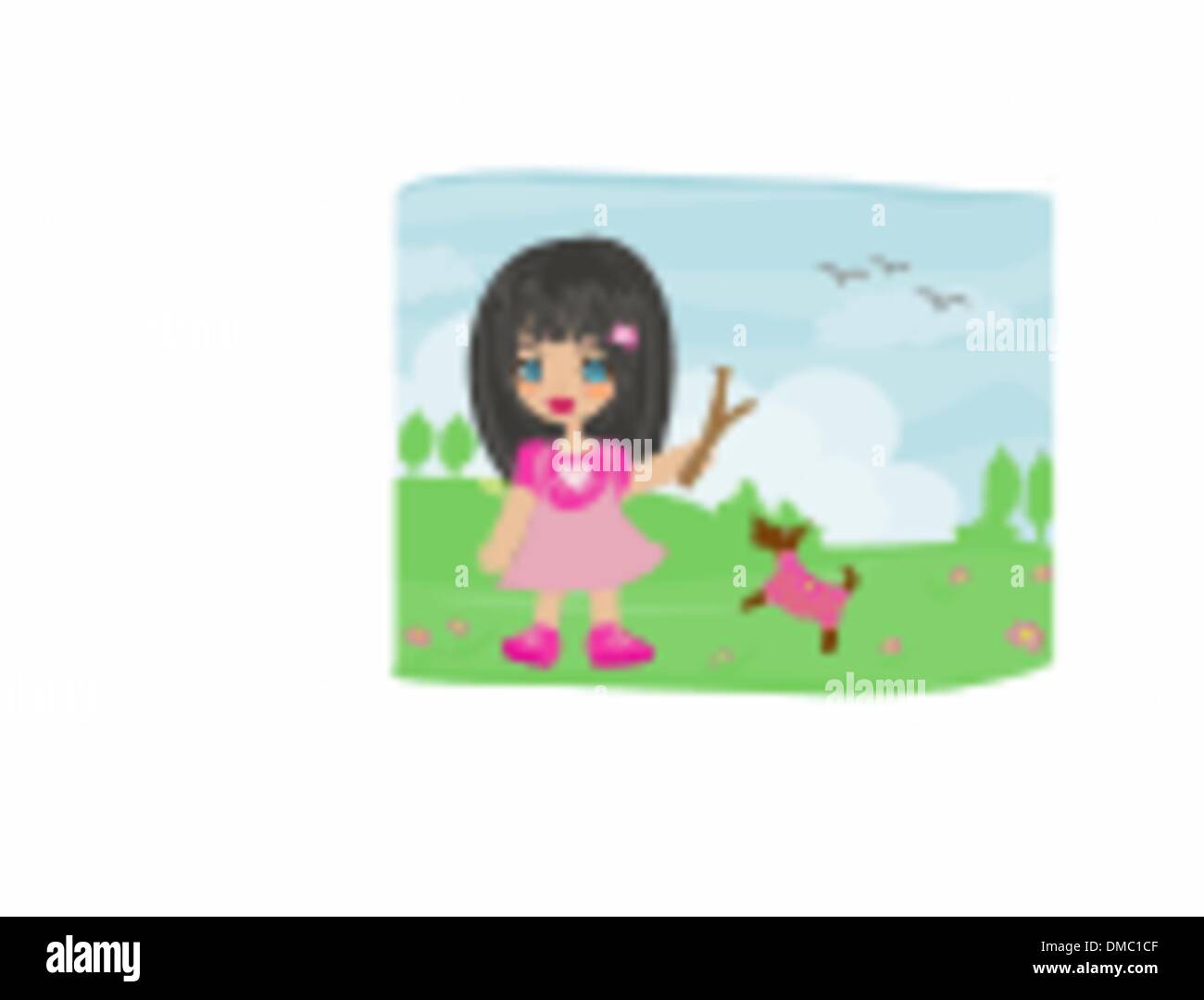 sweet girl and her dog Stock Vector Image & Art - Alamy