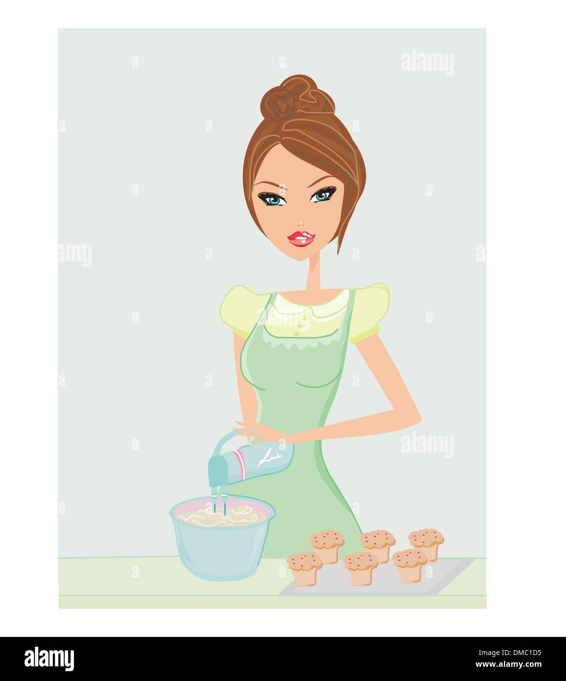 Beautiful lady cooking Stock Vector Image & Art - Alamy