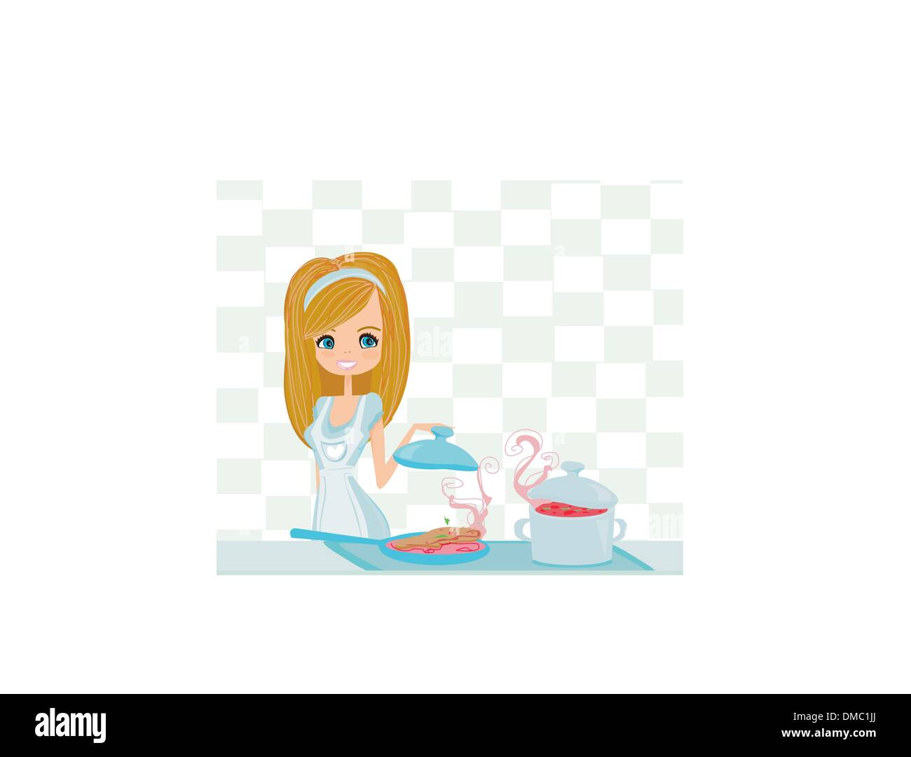 Beautiful lady cooking Stock Vector Image & Art - Alamy