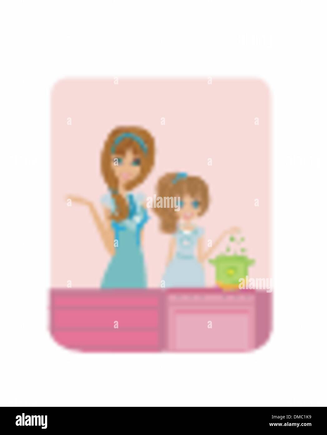 Family cooking happy lunch Stock Vector Images - Alamy