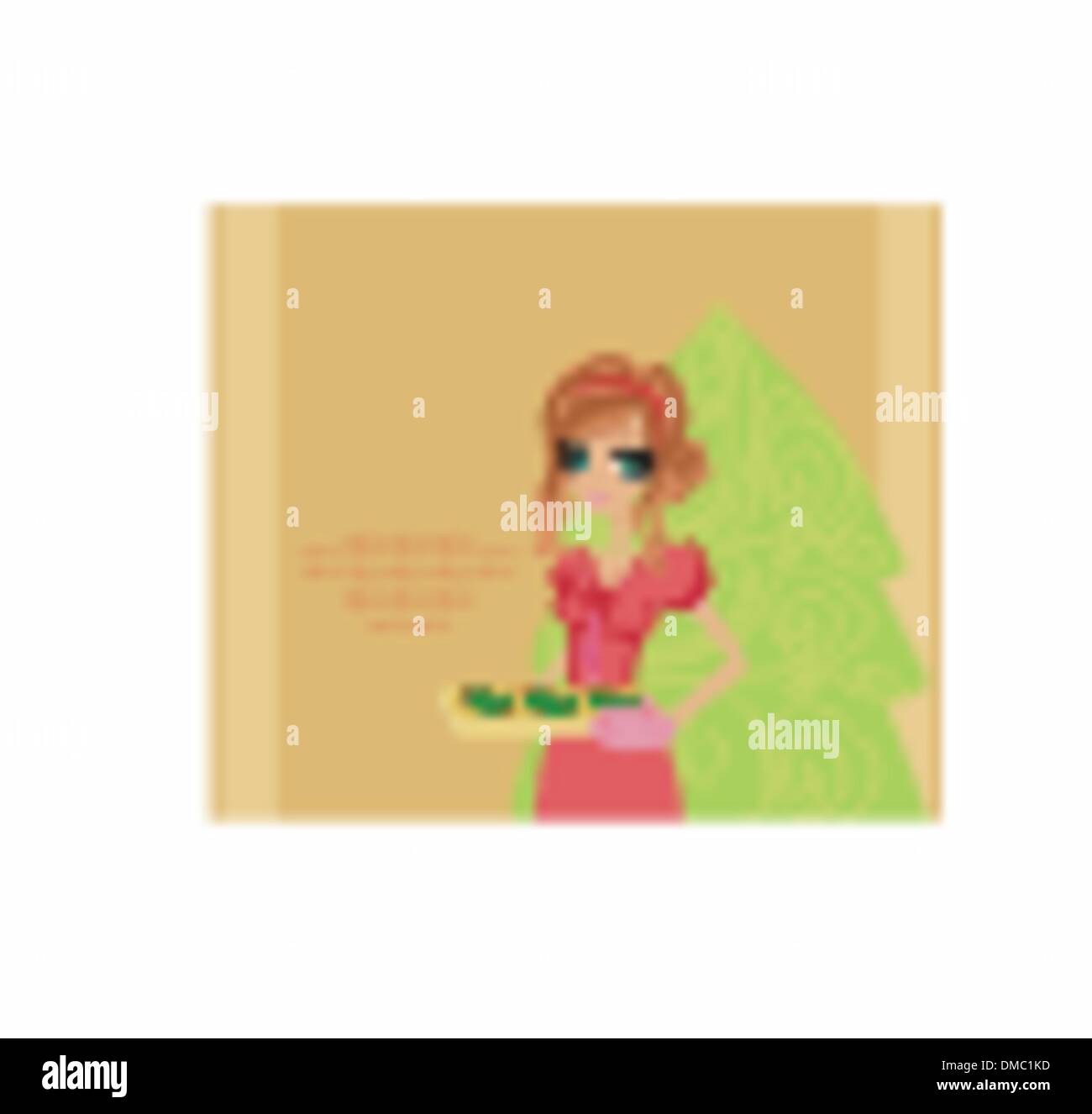 Vintage kitchen woman baking Stock Vector Images - Alamy