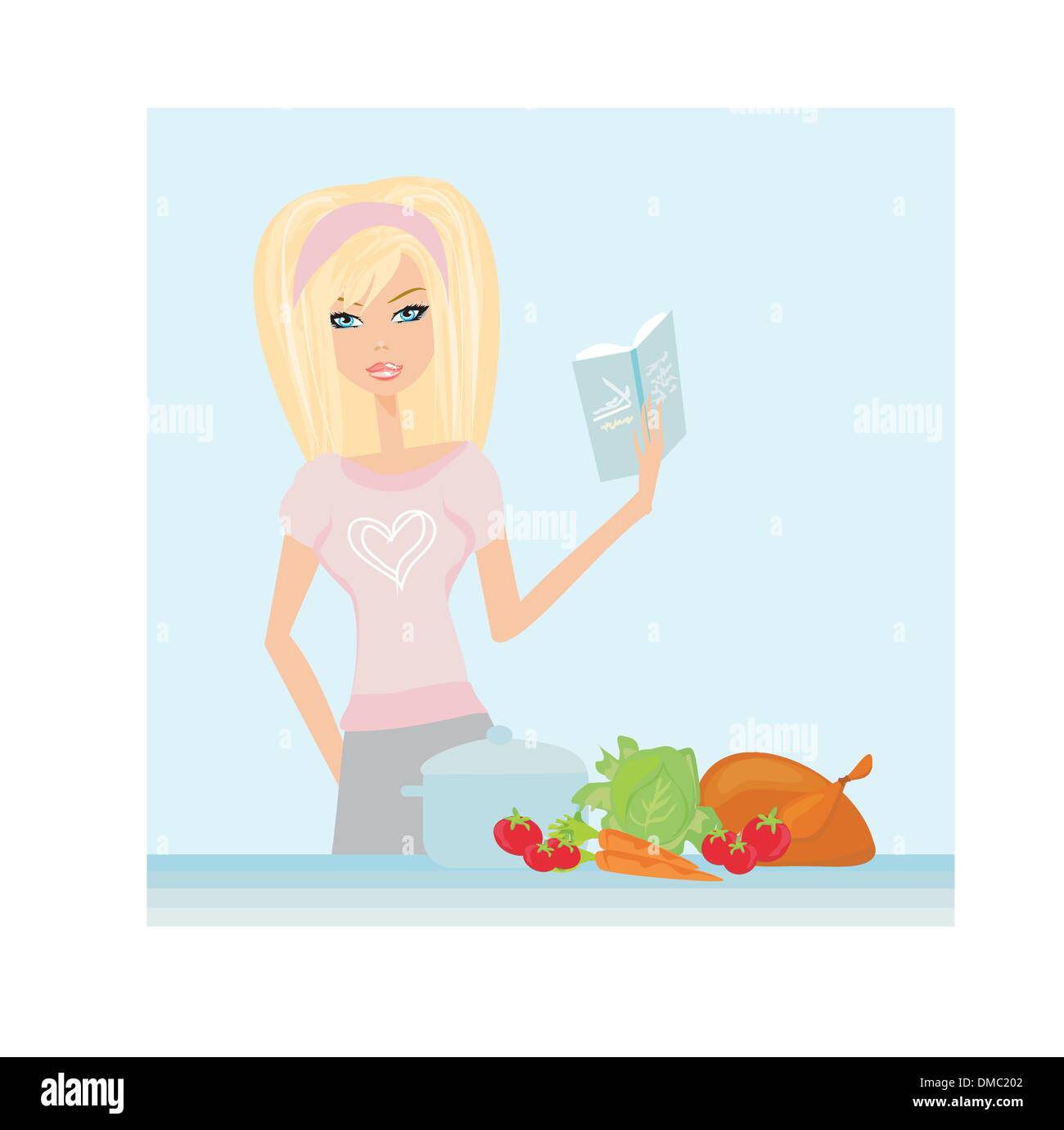 Beautiful lady cooking chicken hi-res stock photography and images - Alamy