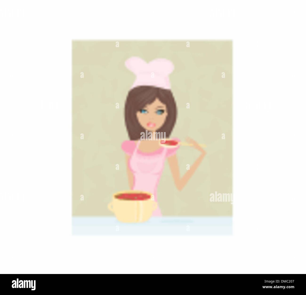 Beautiful lady cooking soup Stock Vector Image & Art - Alamy