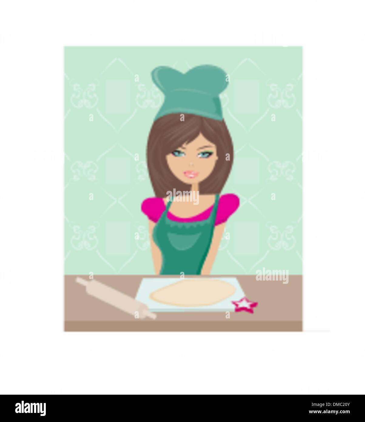 Beautiful lady cooking cookies Stock Vector Image & Art - Alamy