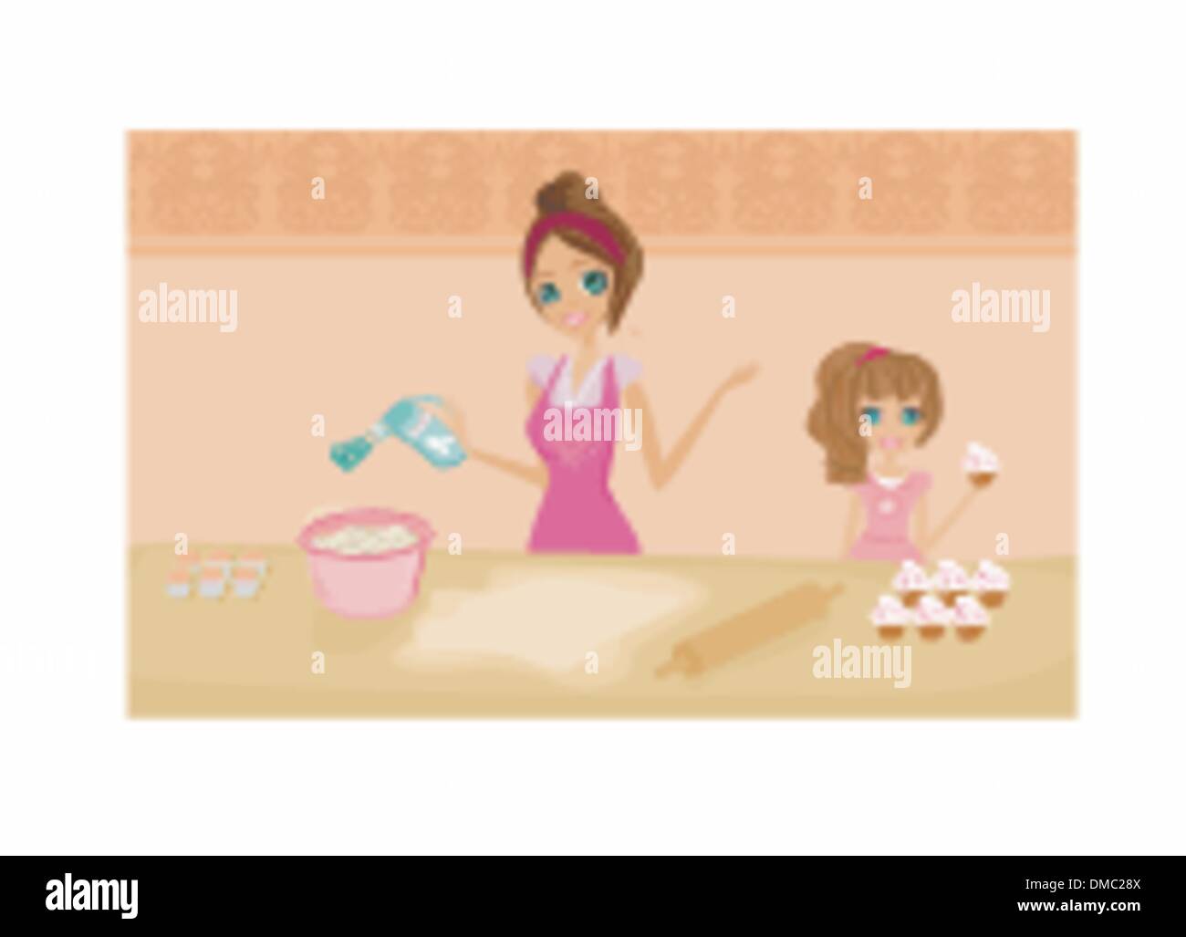 Home cooking in kitchen Stock Vector Images - Alamy