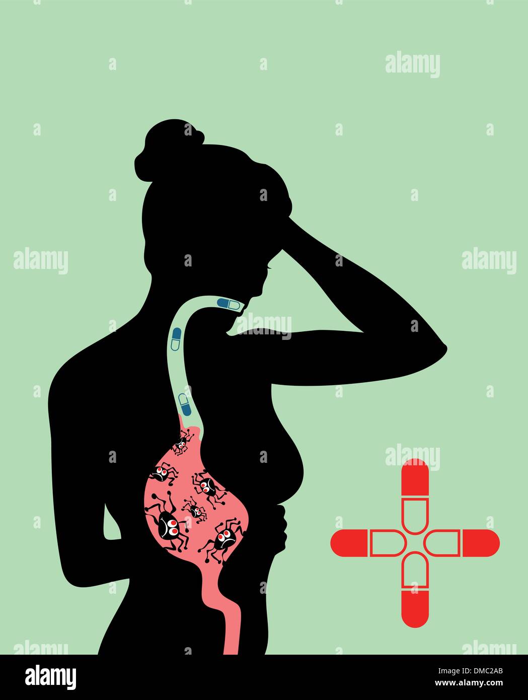 Sick woman silhouette Stock Vector Images - Alamy