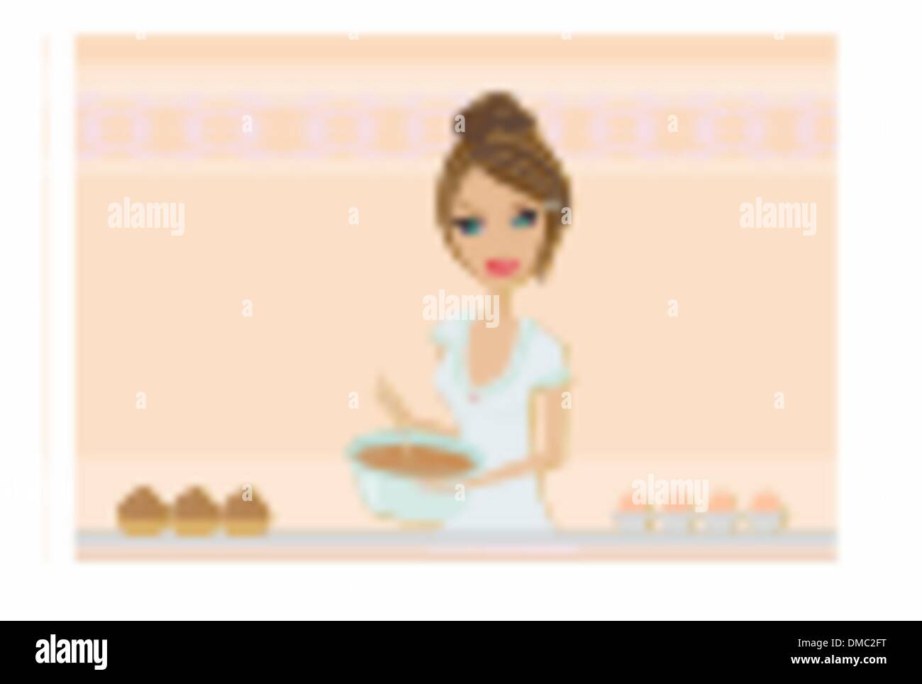 Beautiful lady cooking cakes Stock Vector Image & Art - Alamy