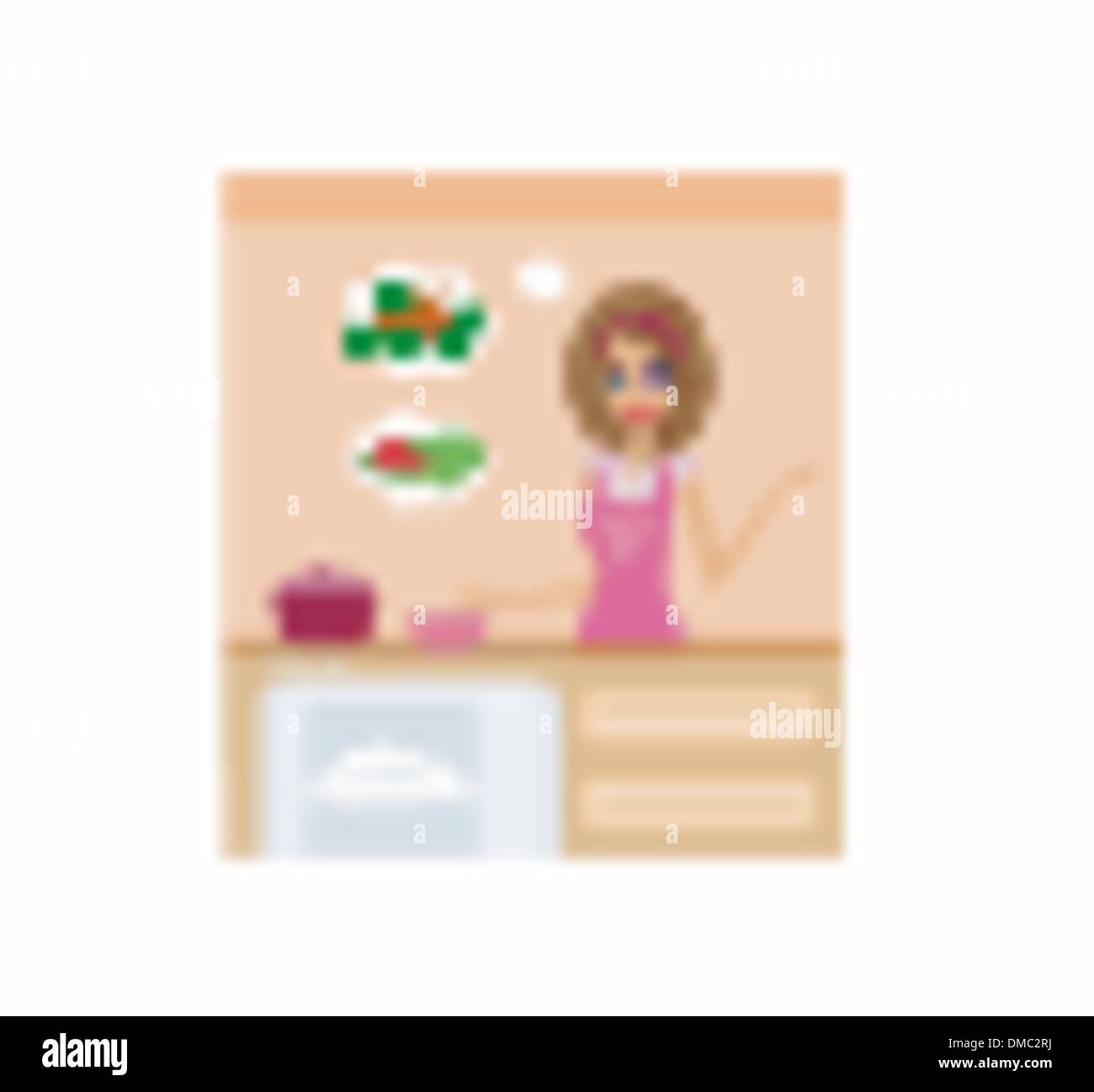 Beautiful lady cooking lunch Stock Vector Image & Art - Alamy