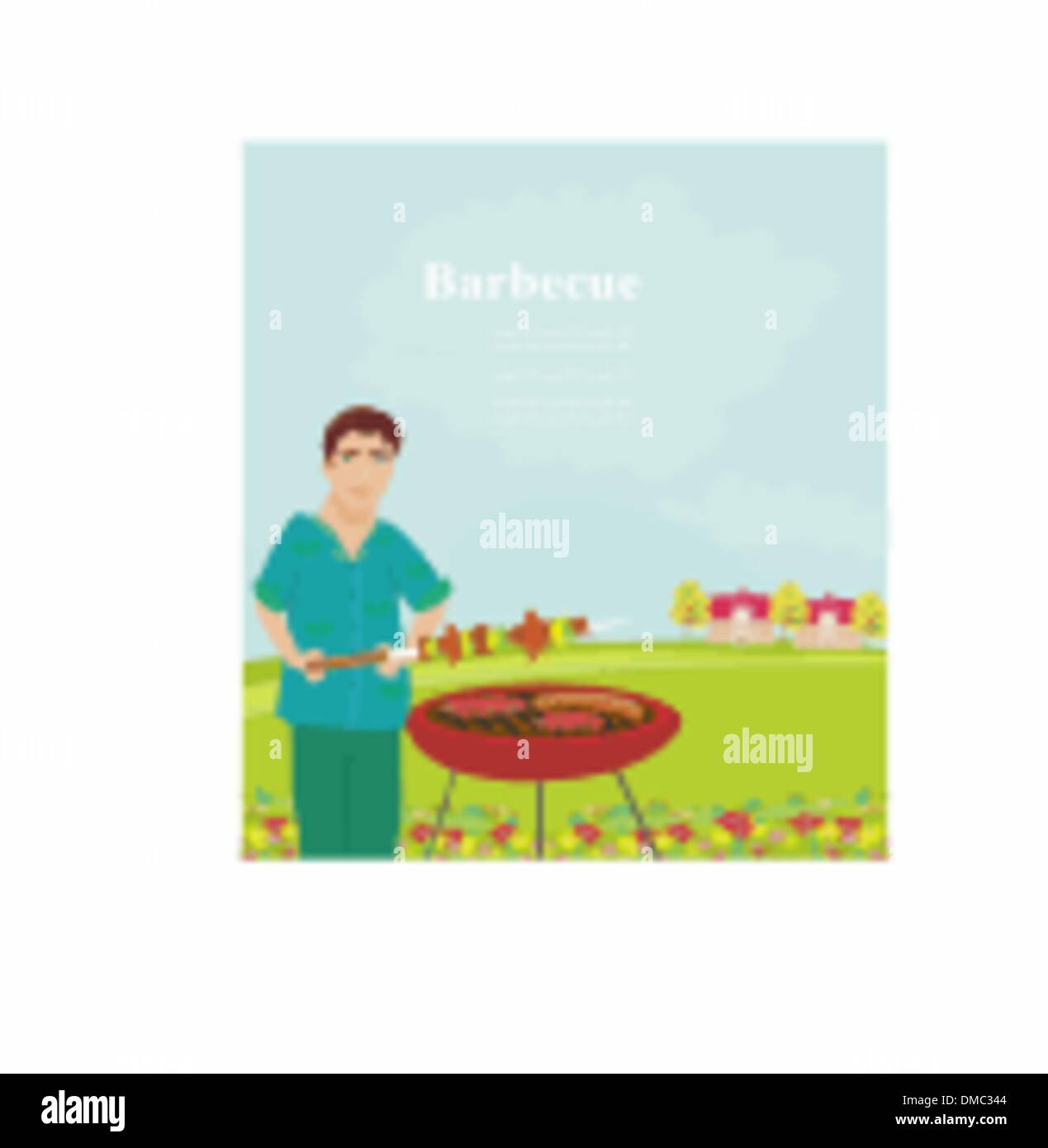 Barbecue grilled on grill Stock Vector Images - Alamy