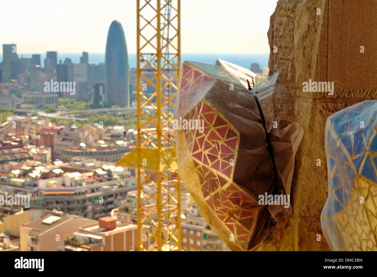 Cityscape from a spire at the Sagrada Familia Temple by Antoni Gaudi ...