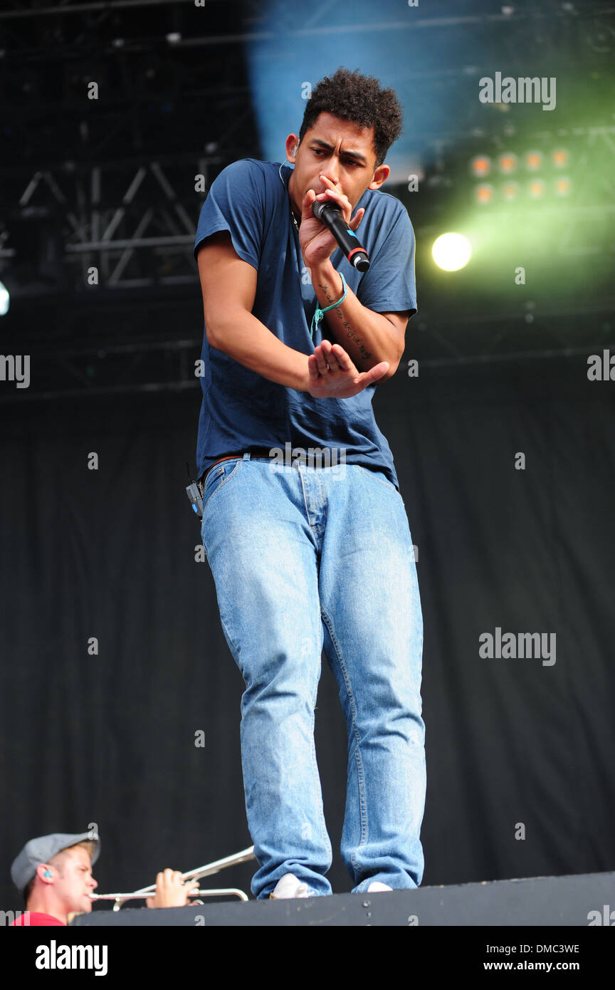 Jordan "Rizzle" Stephens of Rizzle Kicks V Festival 2012 held at Weston ...