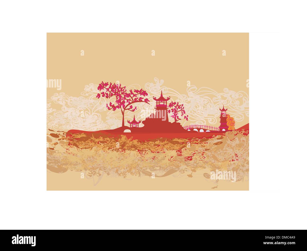 old paper with Asian Landscape Stock Vector Image & Art - Alamy