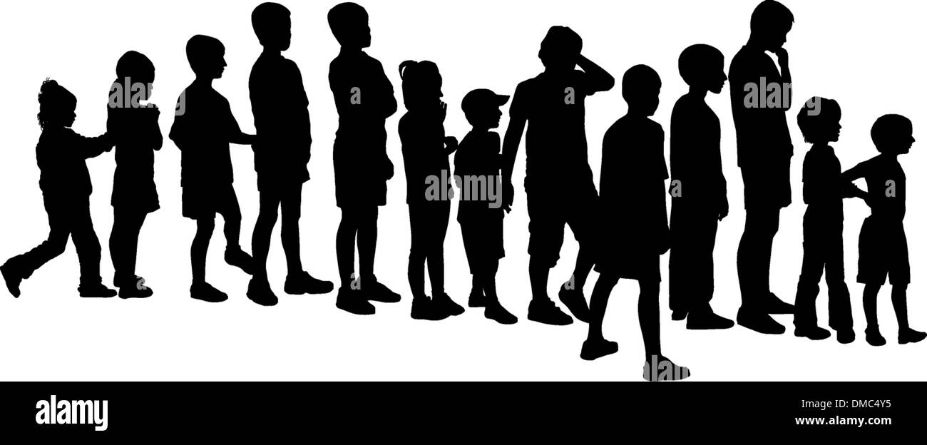 Vector illustration kids waiting in hi-res stock photography and images ...