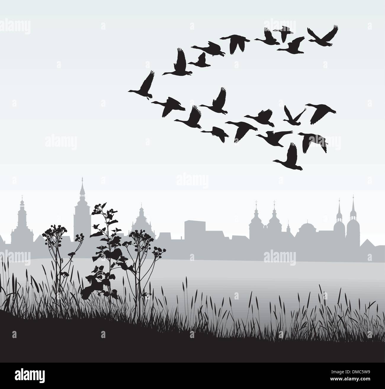 Migrating Geese Clip Art