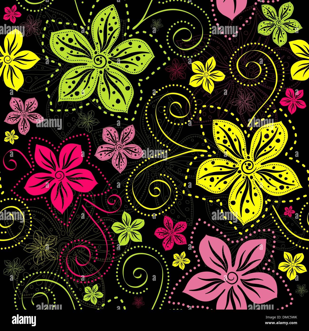 Seamless black floral pattern Stock Vector Image & Art - Alamy