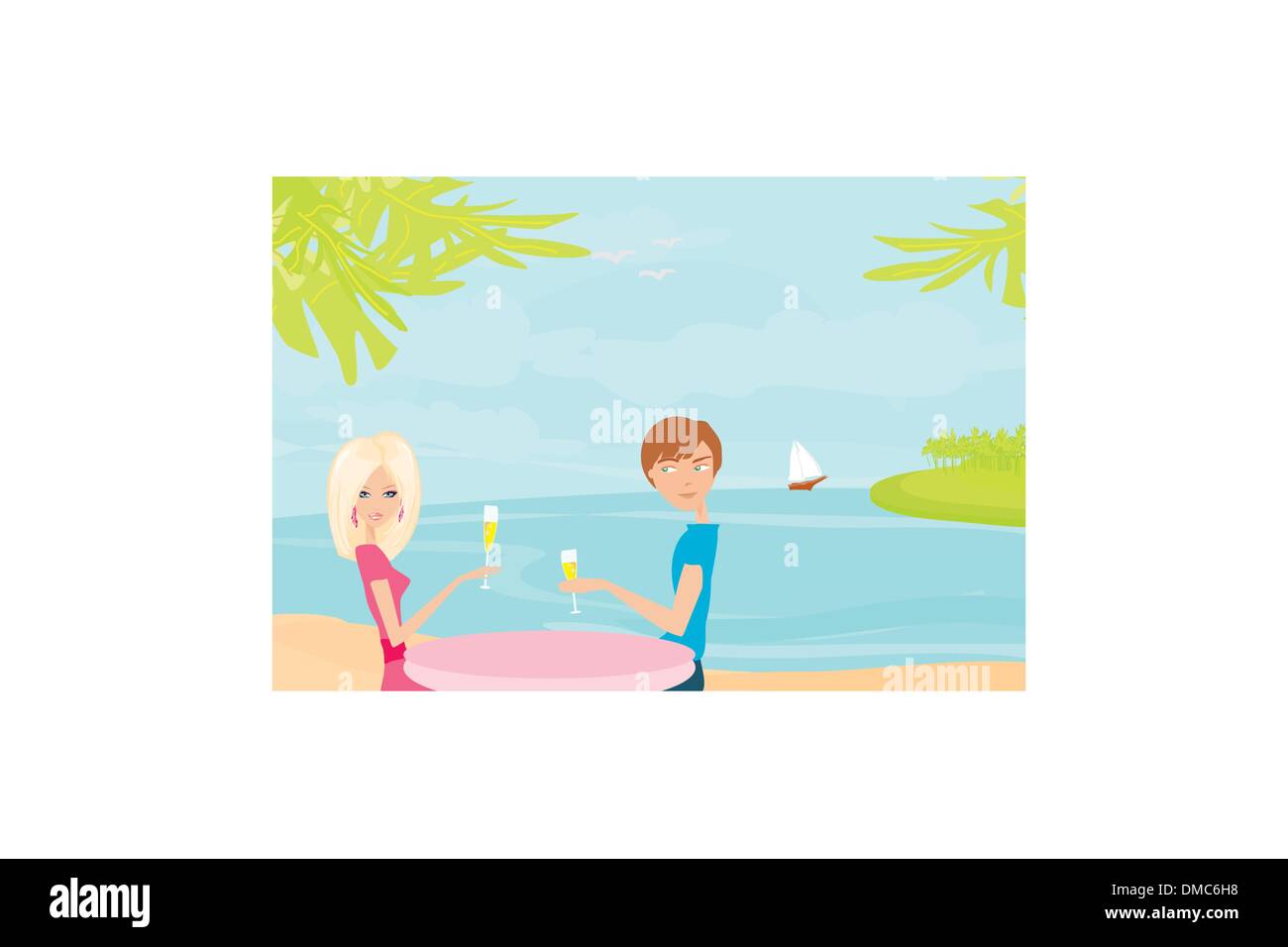 Happy dinner party woman Stock Vector Images - Alamy