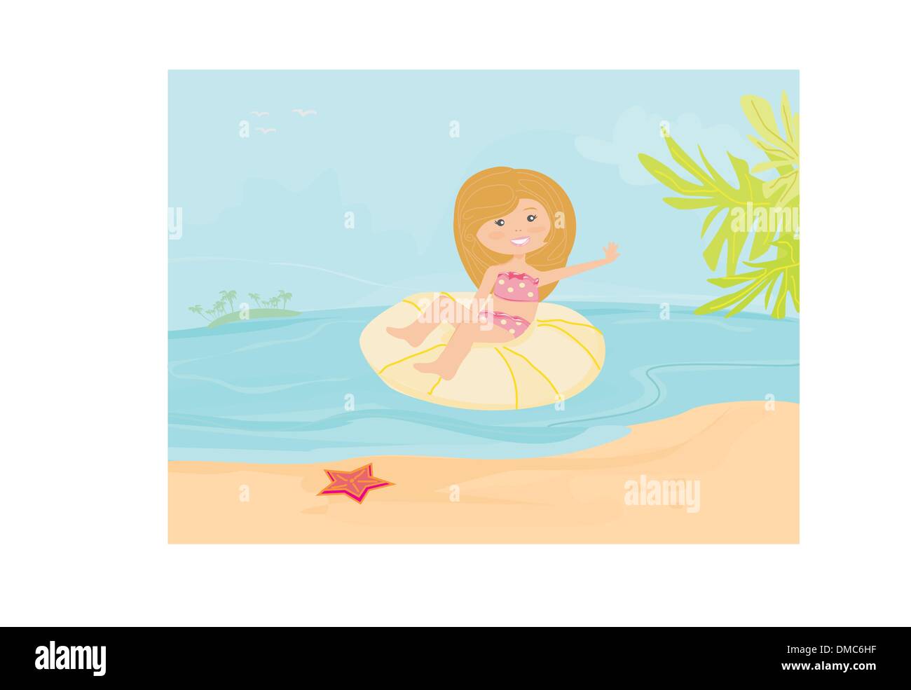 Girl sea beach teen Stock Vector Images - Alamy