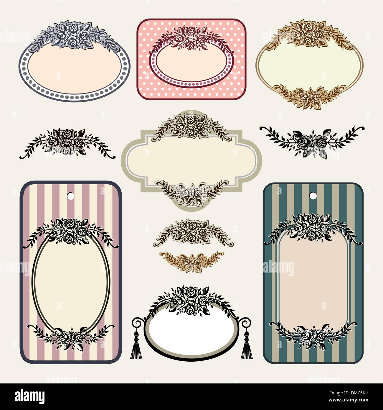 Vector set of retro roses vintage labels Stock Vector Image & Art - Alamy
