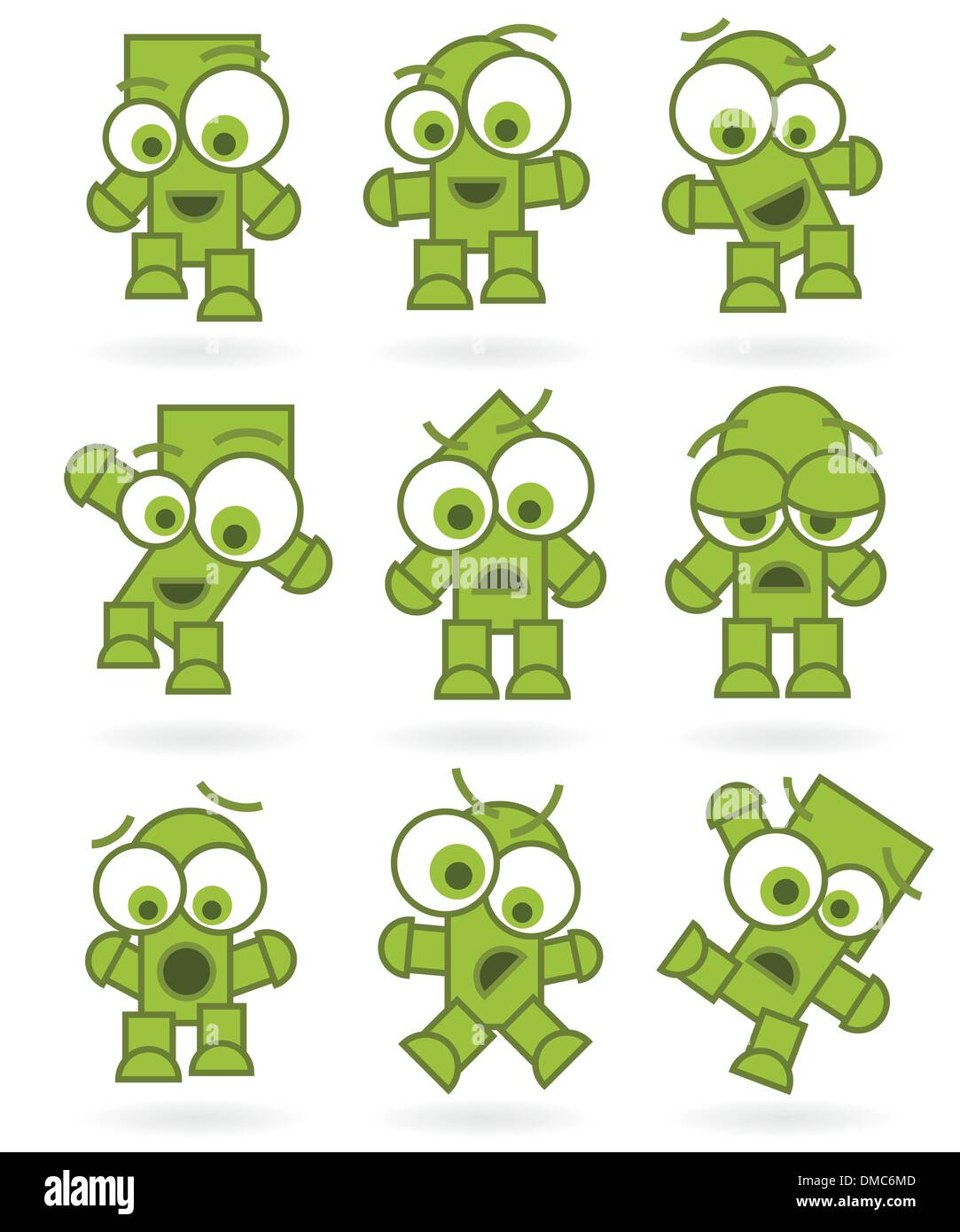 funny green cartoons robot monster character set Stock Vector Image ...