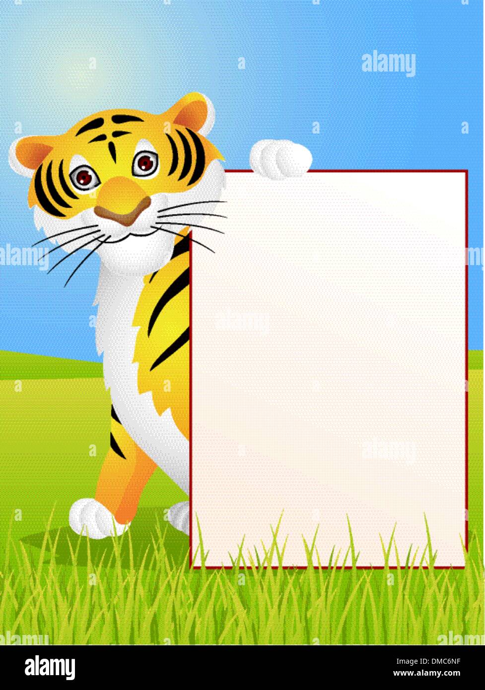 Tiger cartoon blank sign hi-res stock photography and images - Alamy