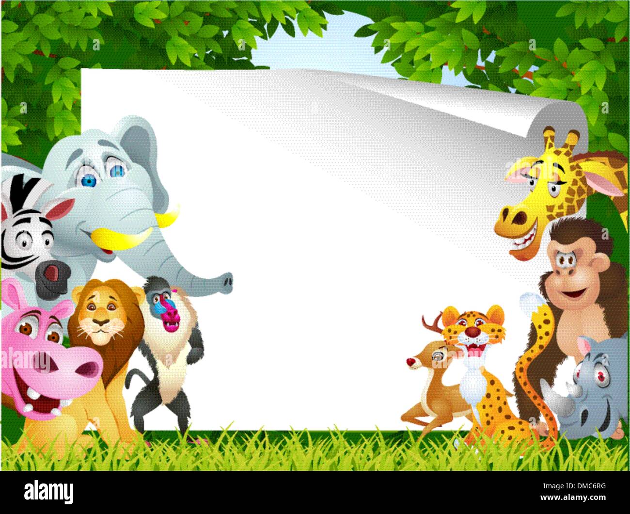 Animal cartoon with blank sign Stock Vector Image & Art - Alamy