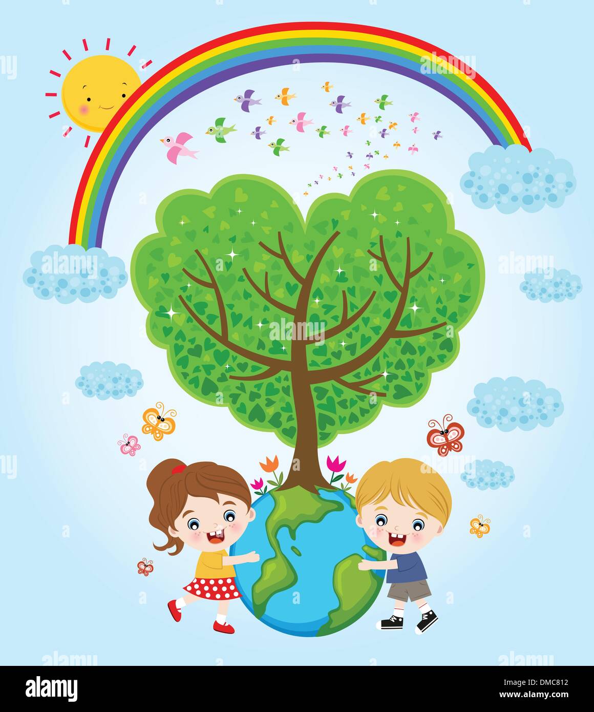 Children holding earth with love Stock Vector Image & Art - Alamy