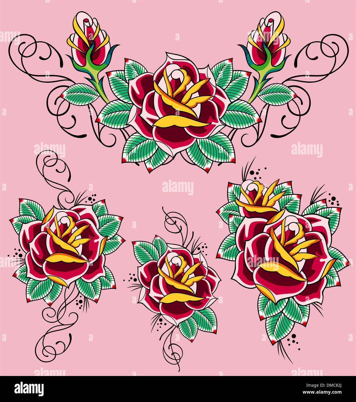 Vintage botanical illustration rose Stock Vector Images - Alamy