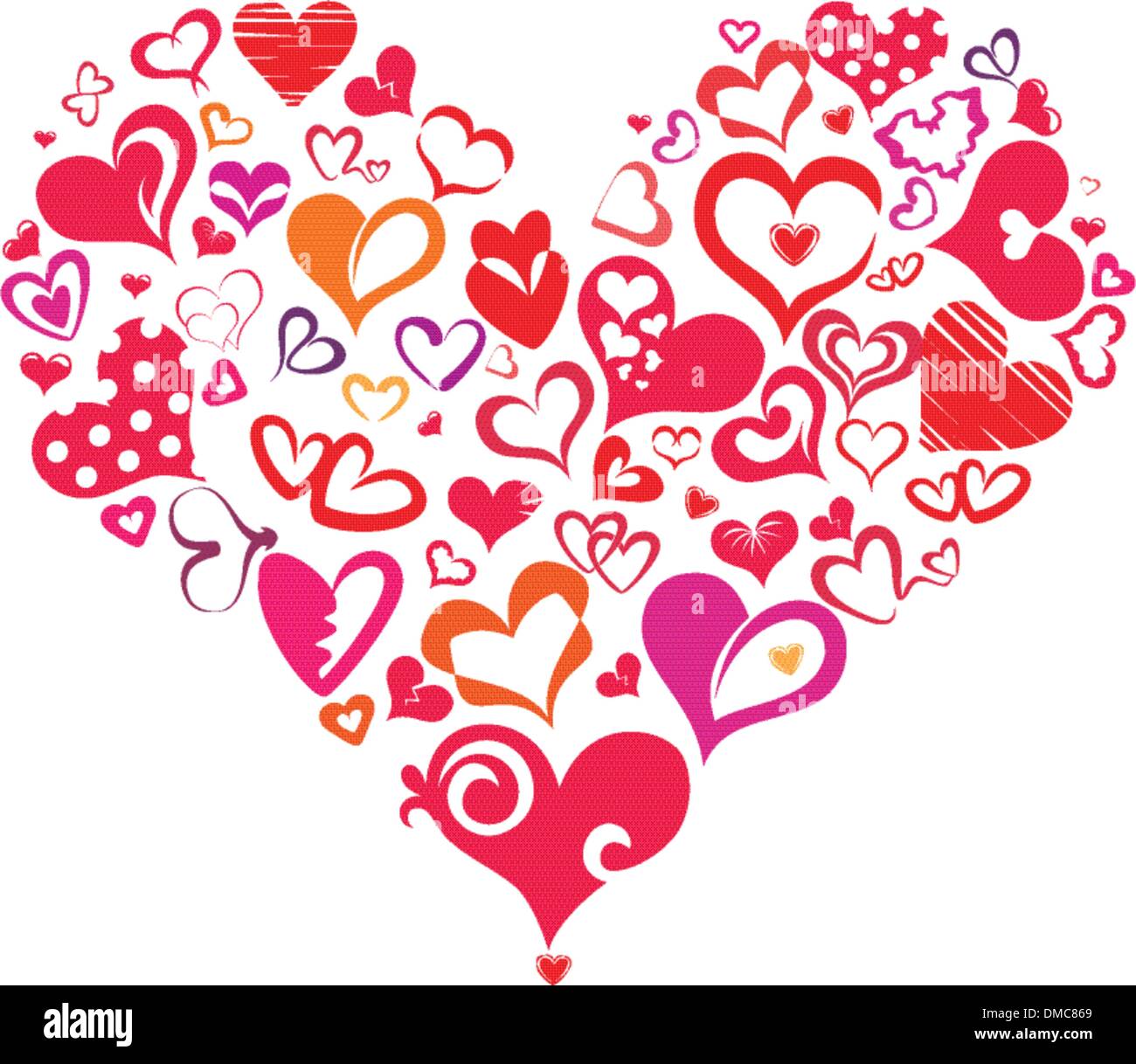 big heart made of many different heart symbols Stock Vector Image & Art ...