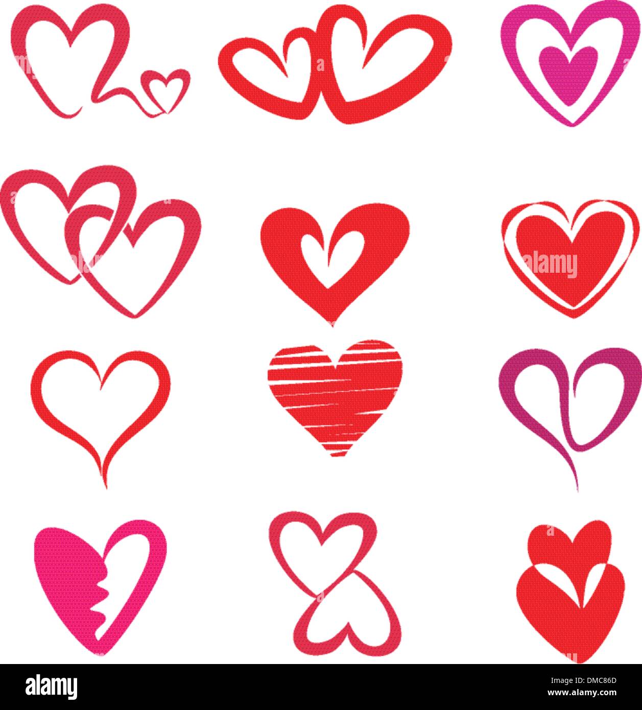 stylized hearts collection, isolated vector symbols Stock Vector Image ...