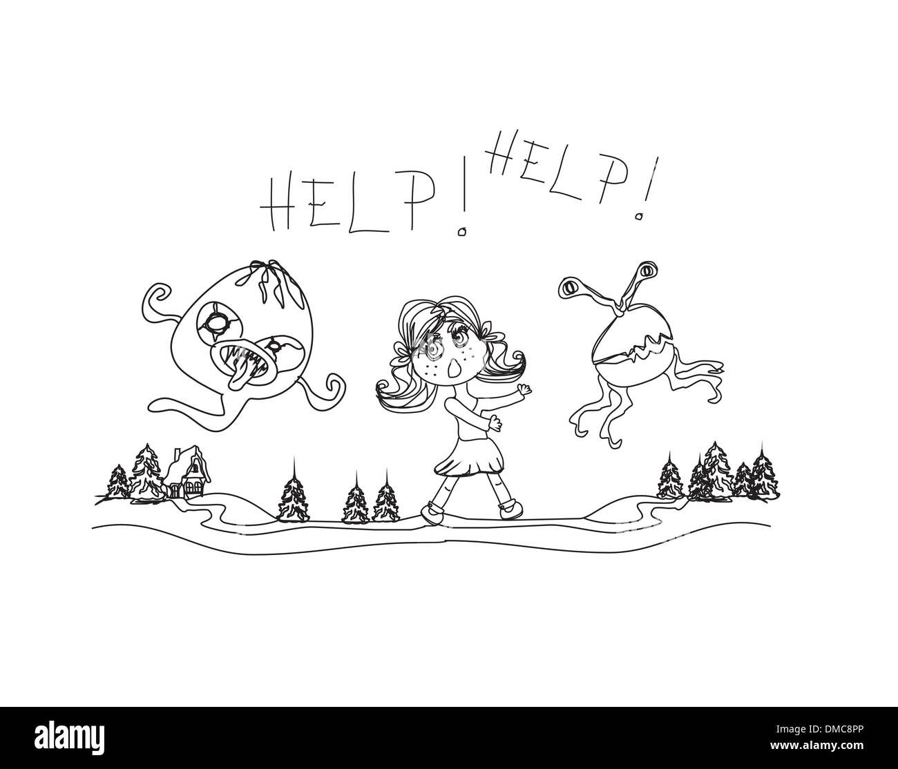 Funny monster card Black and White Stock Photos & Images - Alamy