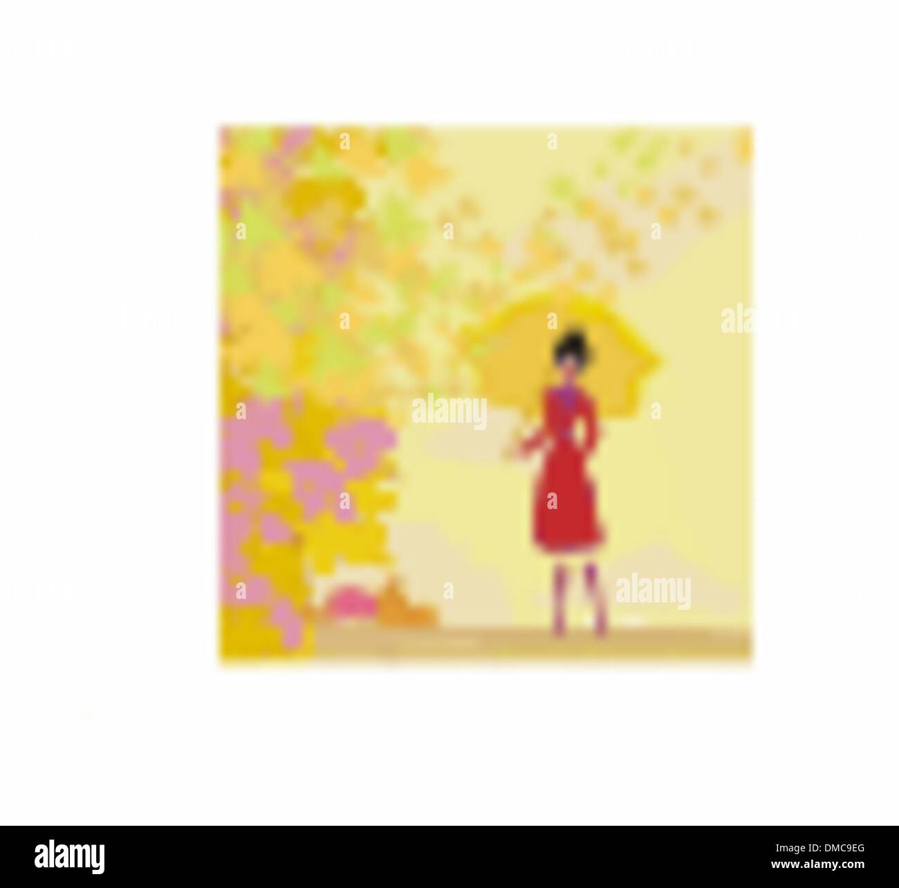 Umbrella Woman Field Stock Vector Images Alamy
