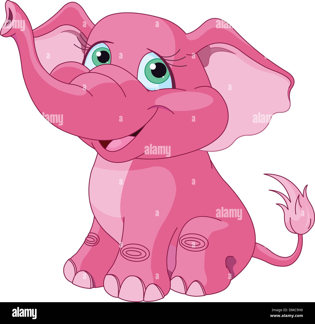 Cartoon illustration little elephant sitting hi-res stock photography ...