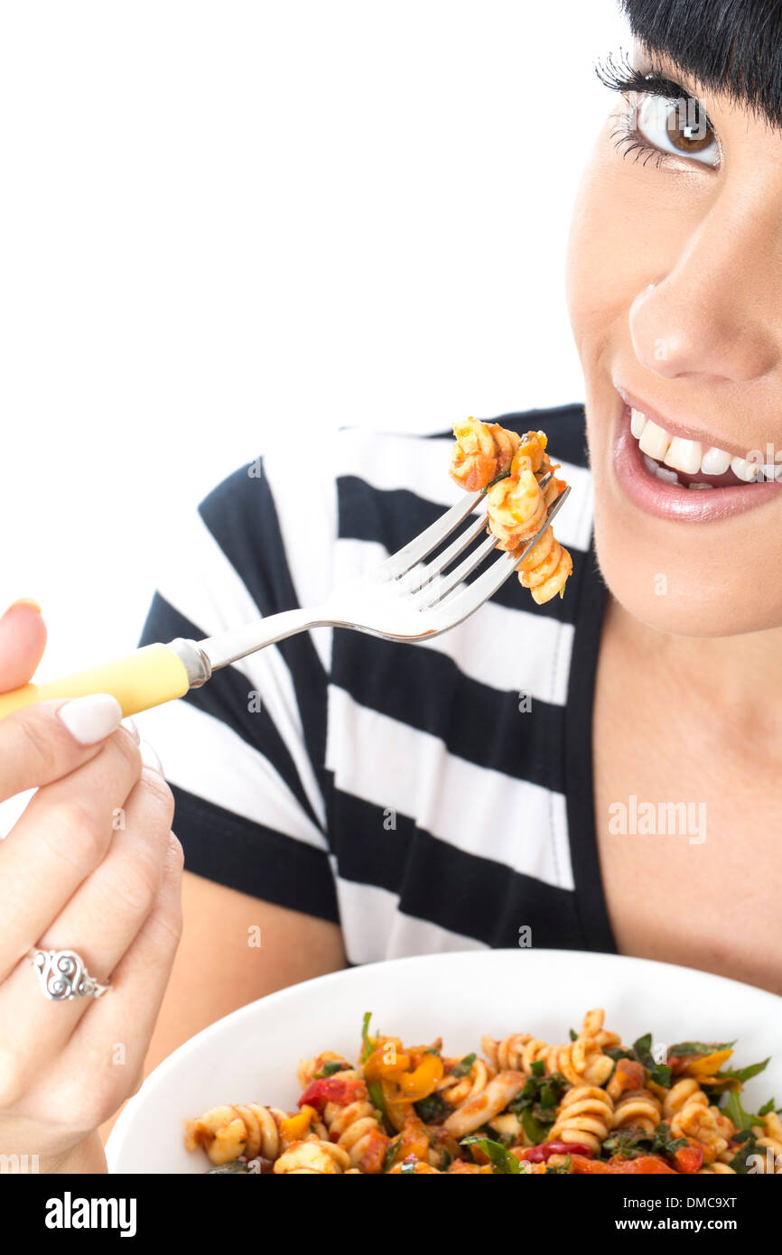 Woman alone eating pasta hi-res stock photography and images - Alamy